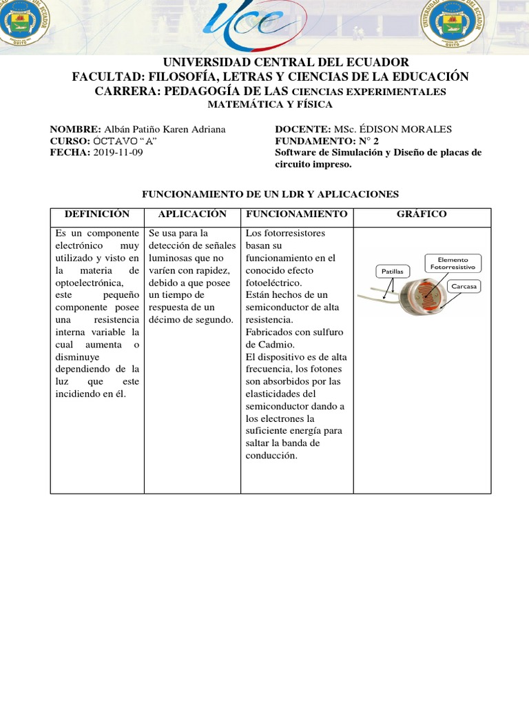 Fundamento Conceptual LDR - Placa PDF | PDF | Transistor | Diodo emisor ...