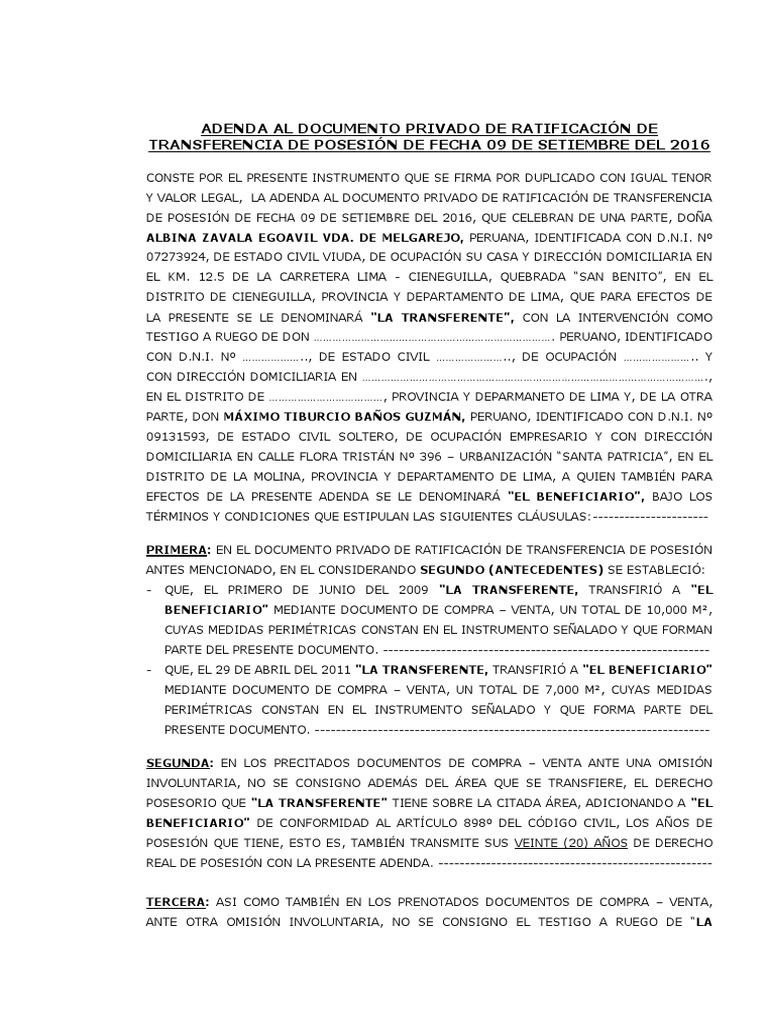 Modelo de ADENDA | PDF