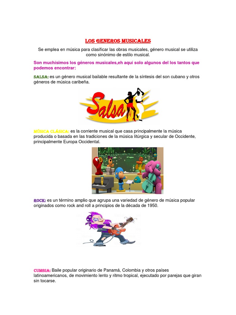 Principales géneros musicales latinos | PDF