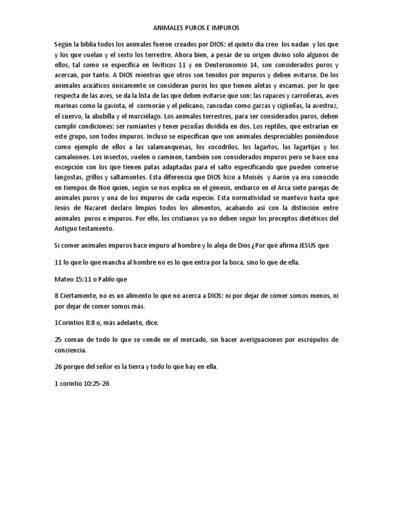 Animales Puros e Impuros | PDF