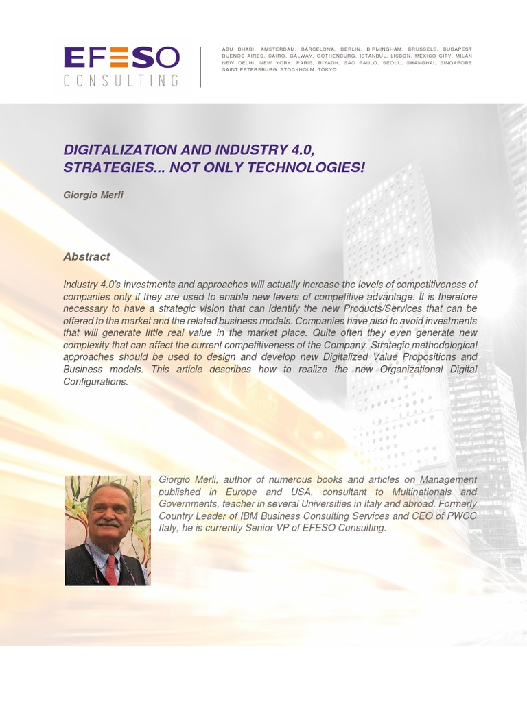 Digitalization and Industry 4.0 | PDF | Business Model | Internet Of Things