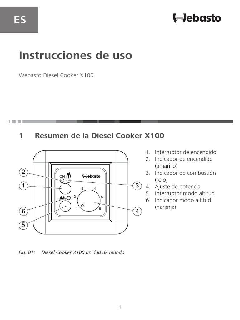 Manual Webasto Diesel Cooker X100 | PDF | Estufa de cocina | Combustible diesel