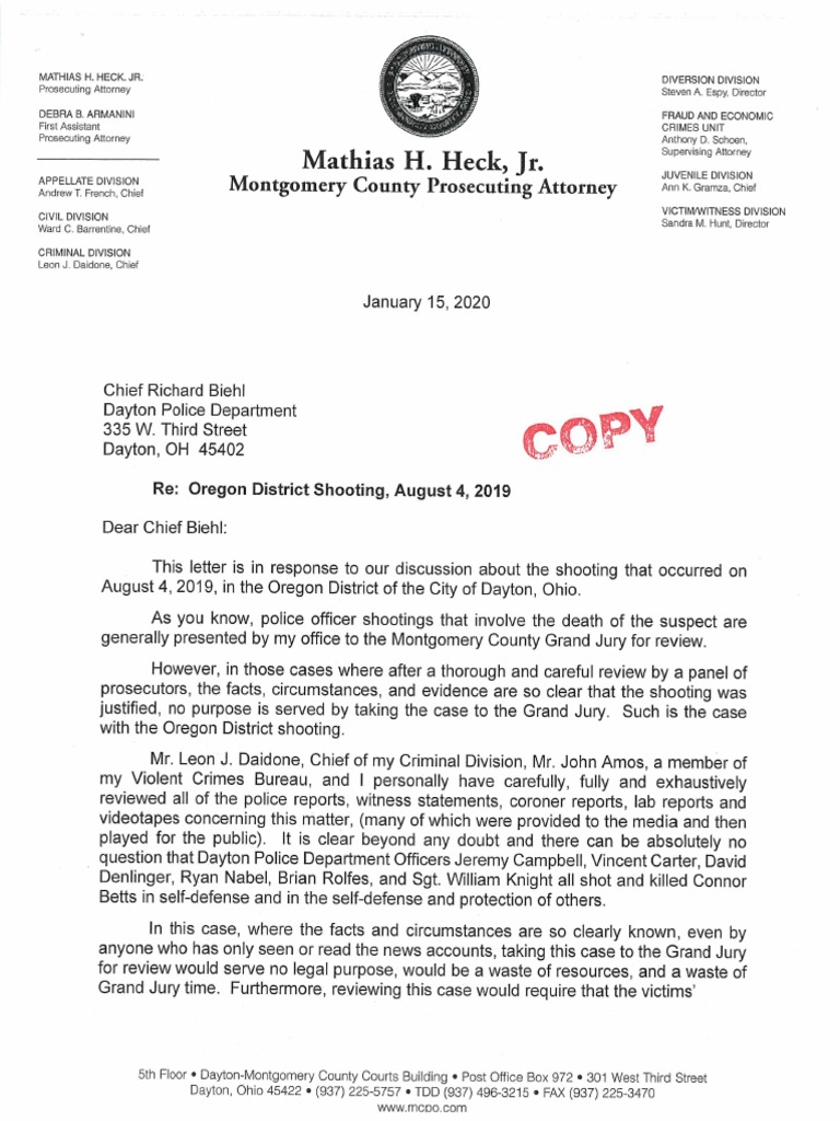 Oregon District letter