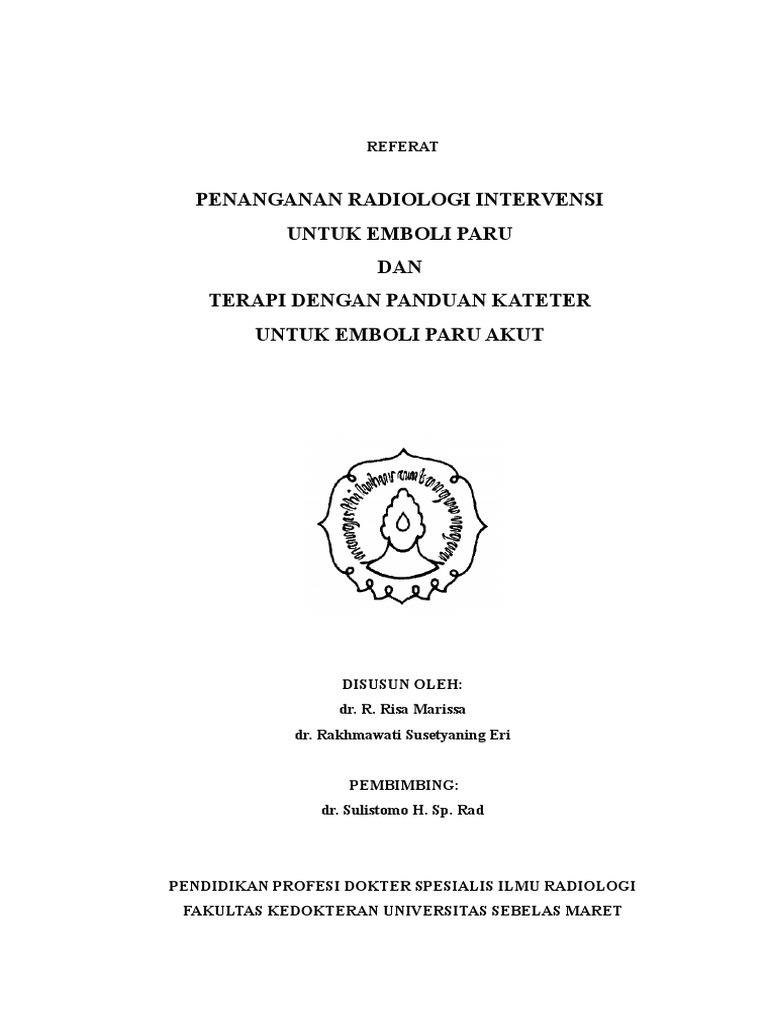 REFERAT EMBOLI PARU FK UNS Dr. Risa Dr. Eri | PDF