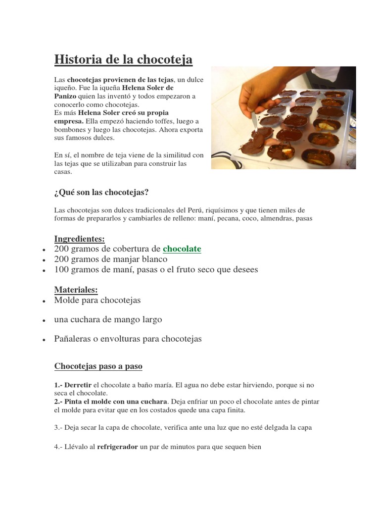 La historia y receta tradicional de las chocotejas peruanas | PDF