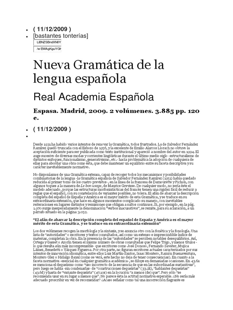 Gramatica de La Lengua Espanola | PDF | Gramática | Lingüística