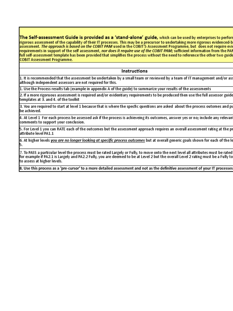 COBIT 5-Self-Assessment Templates | PDF | Business Process | Governance