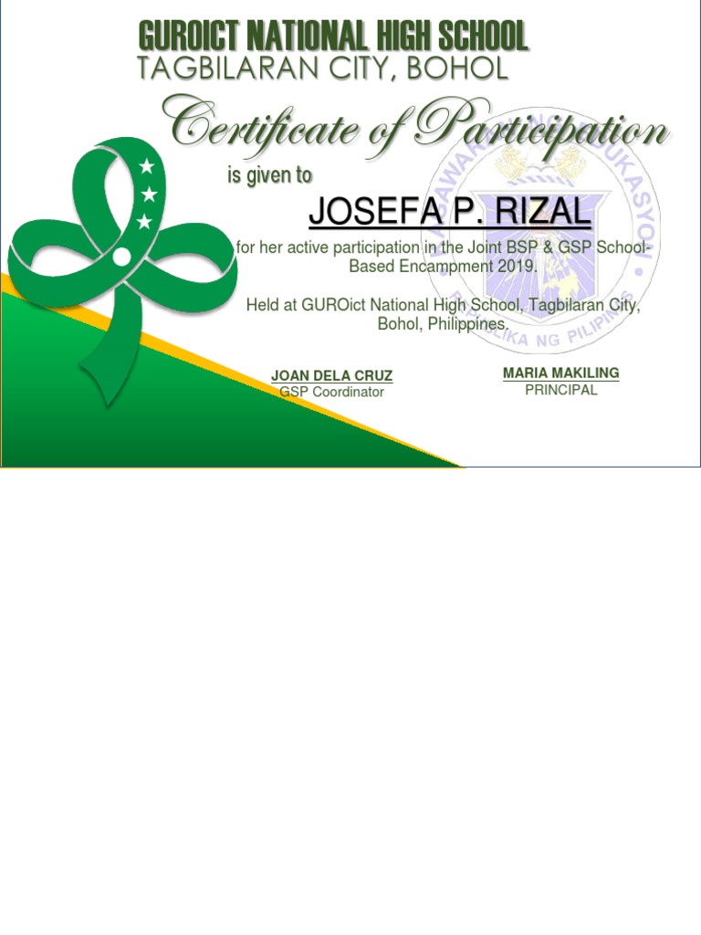 GSP Certificate Template | PDF