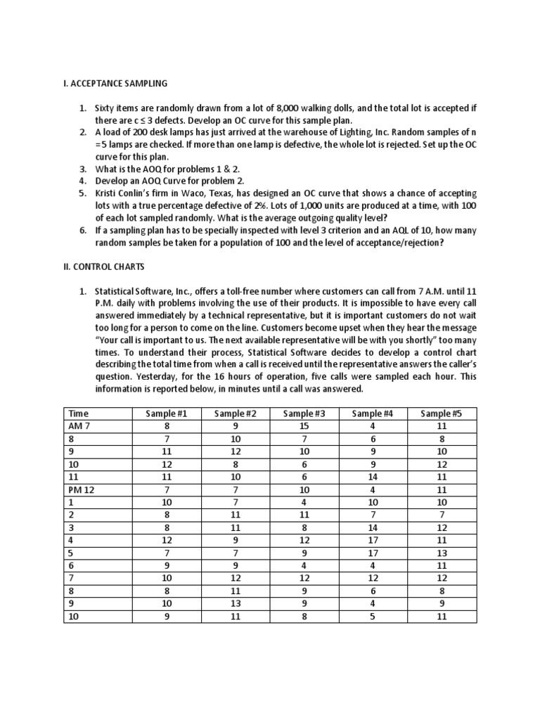 Acceptance Sampling & Control Charts Guide | PDF | Statistics | Computing