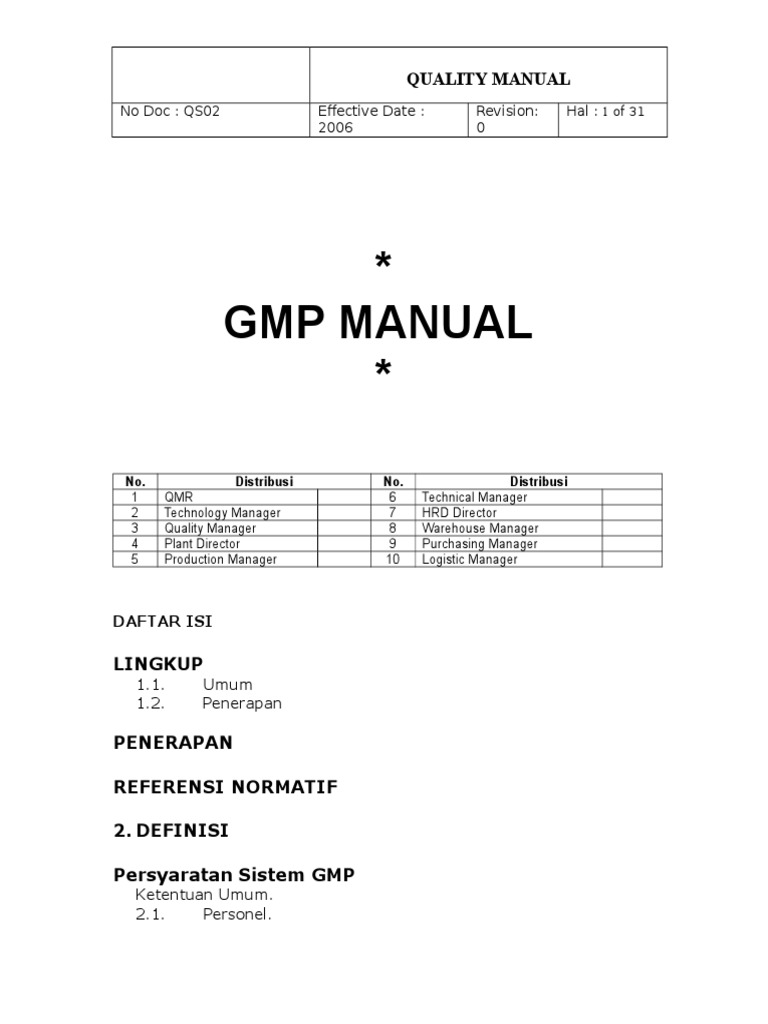 Manual GMP-Indonesian | PDF