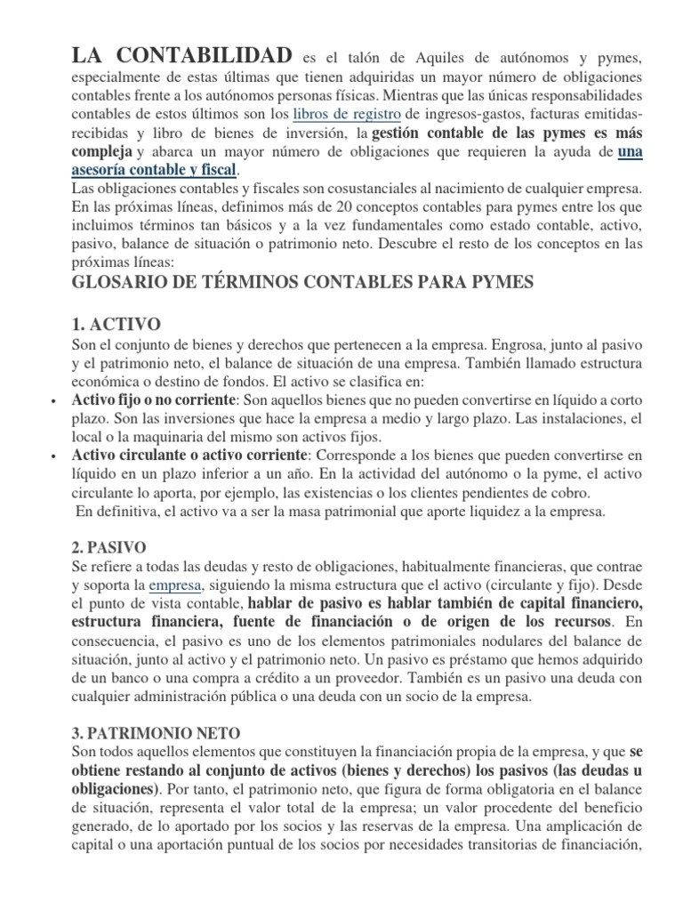 Conceptos Bàsicos de Contabilidad | PDF | Valor neto | Hoja de balance