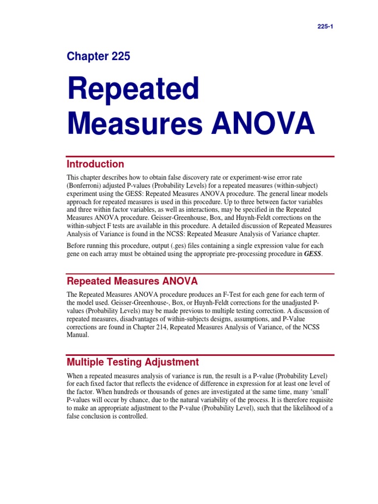 Repeated Measures ANOVA PDF | PDF | Analysis Of Variance | Multiple Comparisons Problem