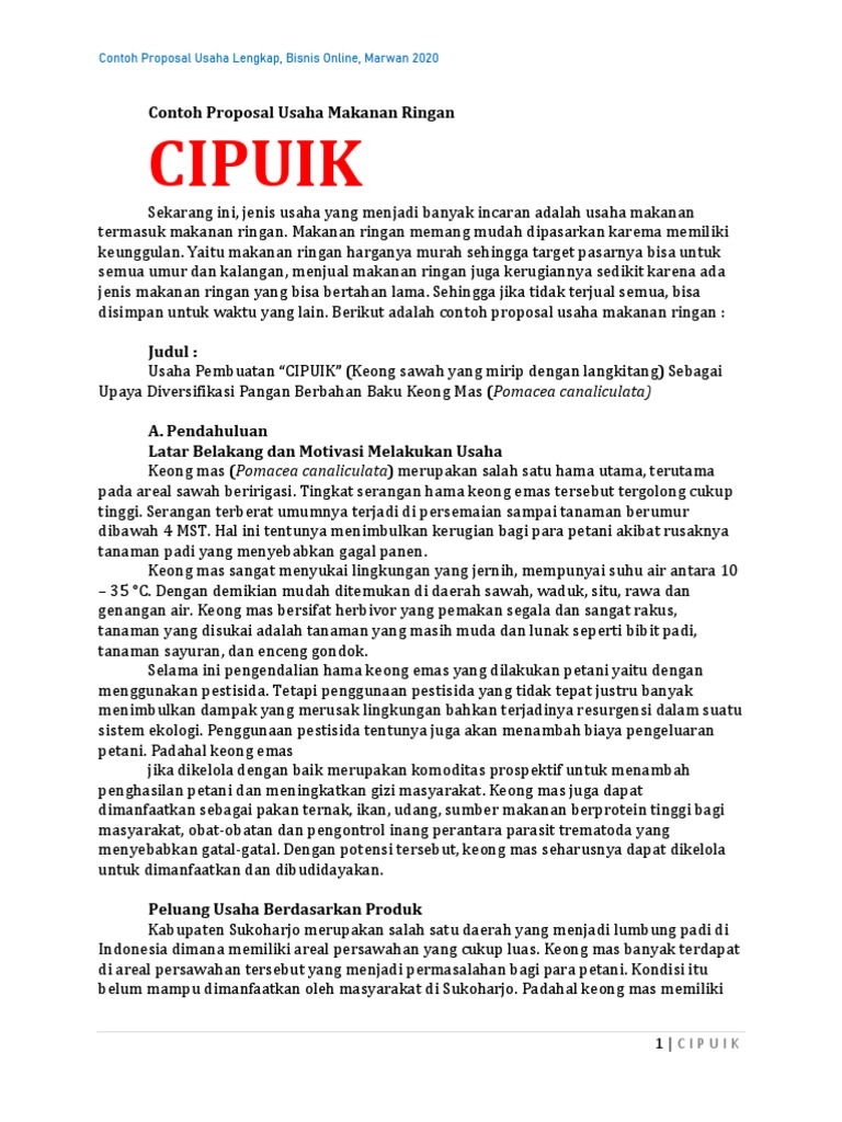Contoh Proposal Usaha Lengkap | PDF