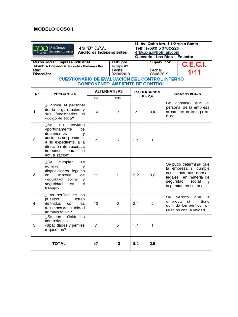 Modelo Coso I Pdf Ecuador Naturaleza