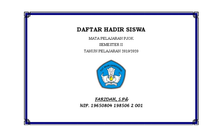 Cover Absen Pjok 2019-2020 - Semester 2 | PDF