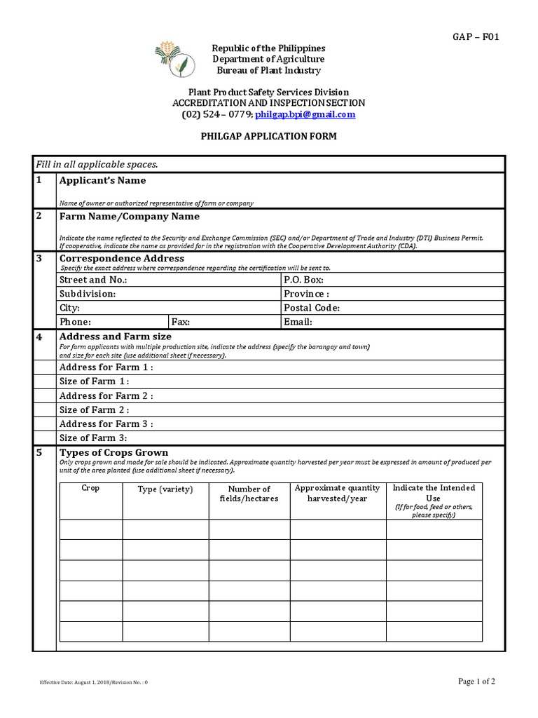 GAP-F01 PhilGAP | PDF | Farms | U.S. Securities And Exchange Commission