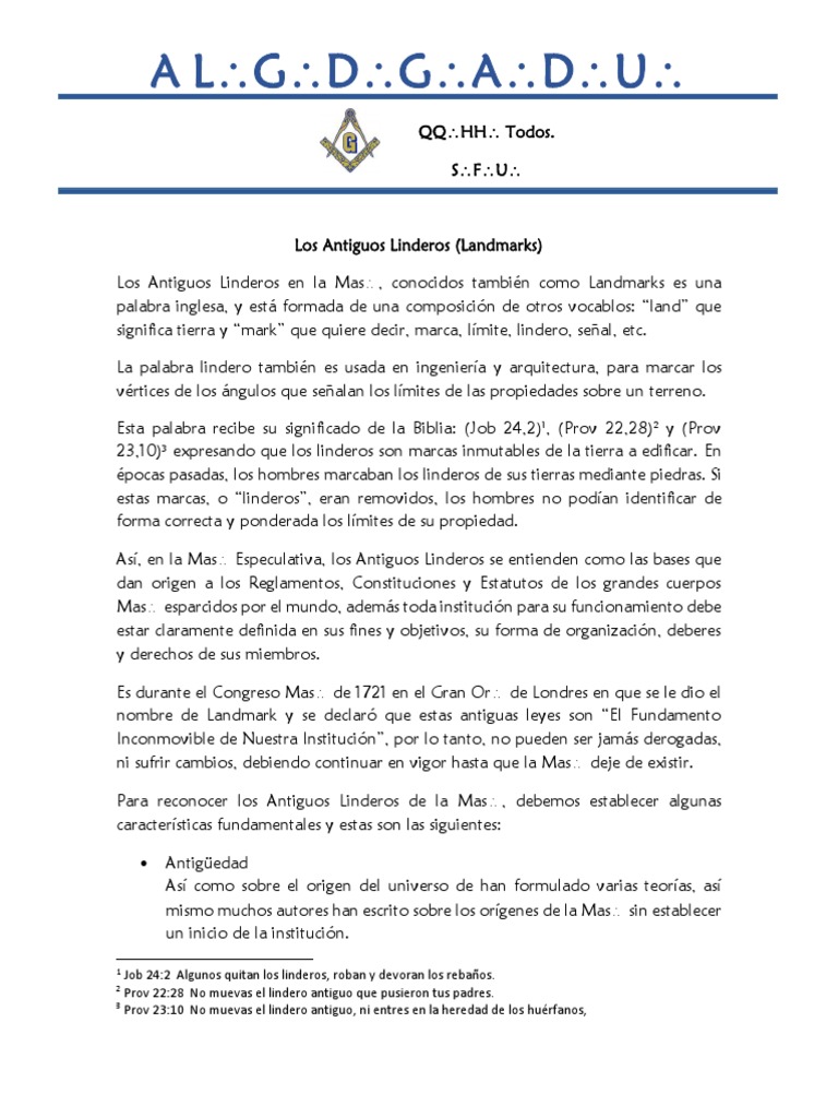 Significado de Antiguos Linderos en Masonería | PDF | Masonería | Science