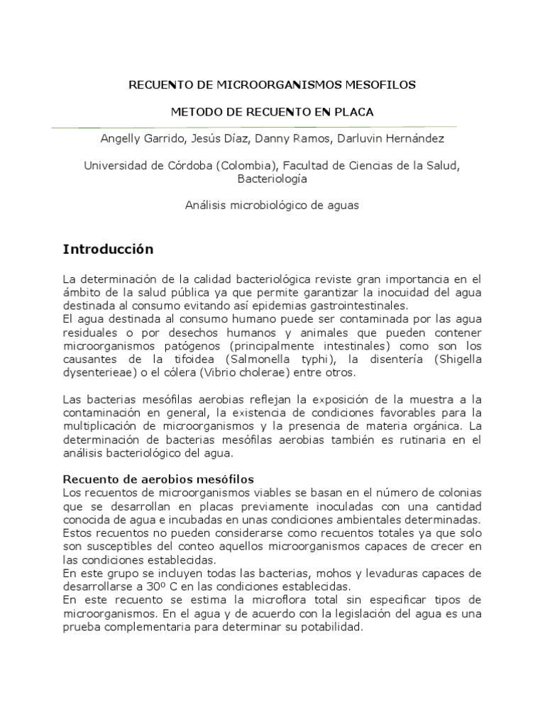 Recuento de Microorganismos Mesofilos | PDF | Unidad de formación de ...