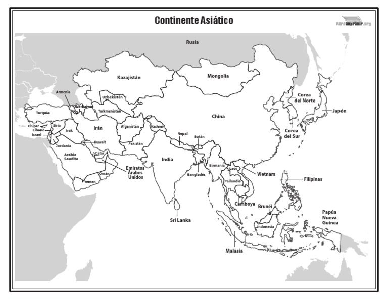 Mapa De Asia Con Nombres