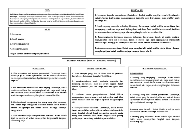 Hikayat Parang Puting: Nilai dan Watak | PDF
