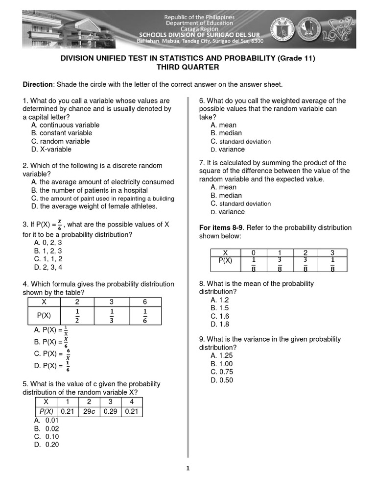 Grade 11 Statistics Exam - 3rd Quarter | PDF | Normal Distribution ...