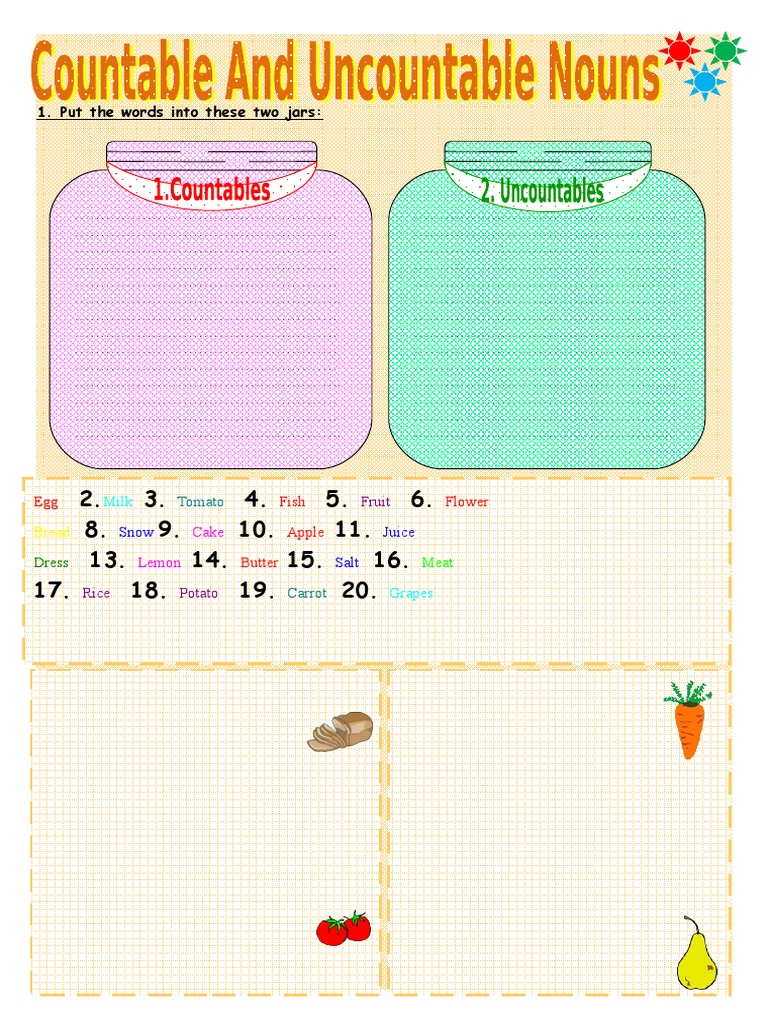 Countable and Uncountable Nouns - 36192 | PDF | Salad | Fruit