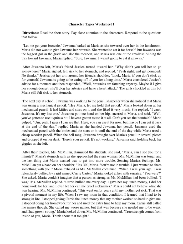 Creative Writing Character Types | PDF