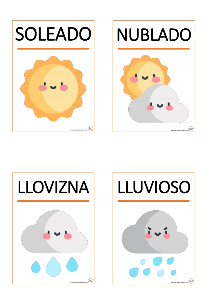 Tarjetas del Clima para Niños | PDF