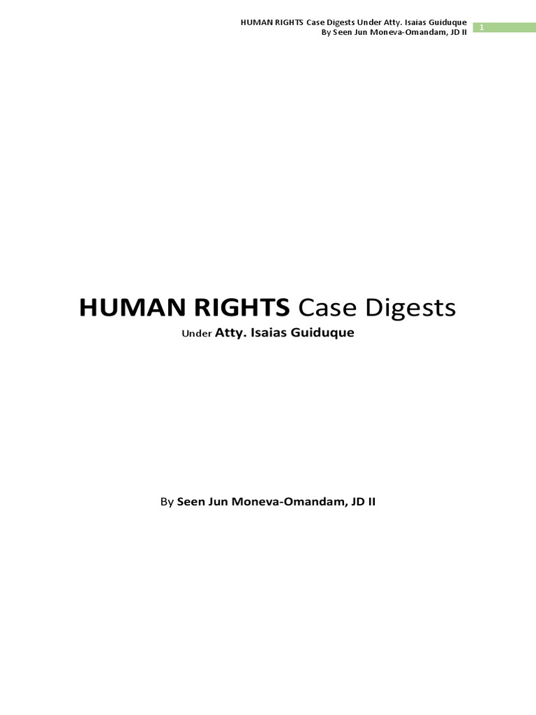 HUMAN RIGHTS Case Digests | PDF | Confession (Law) | Search And Seizure