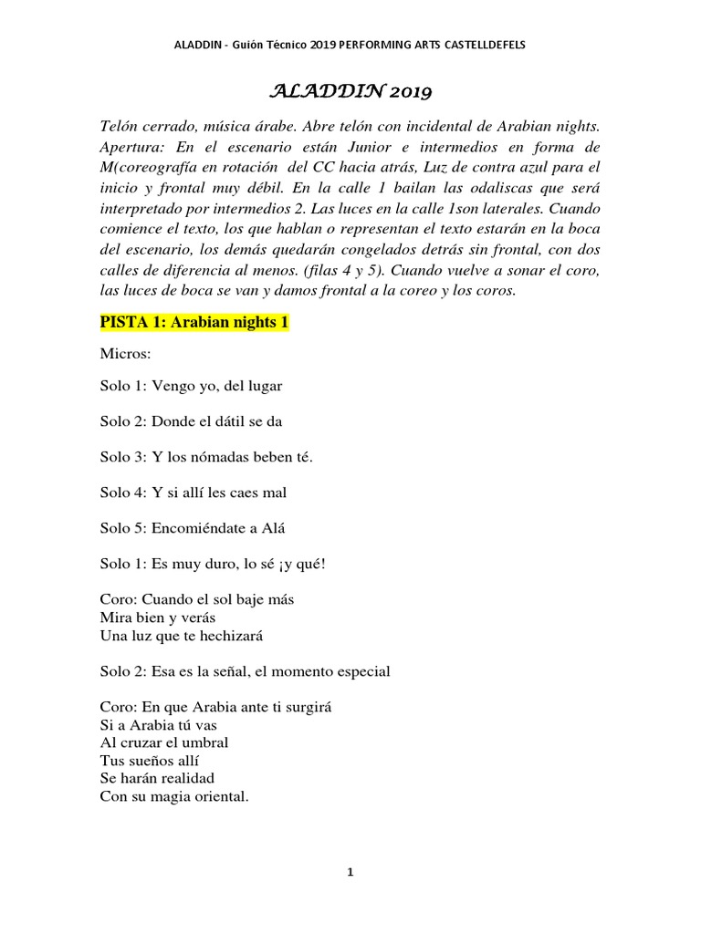 Aladdin 2019 Script 25 Enero | PDF | Genios