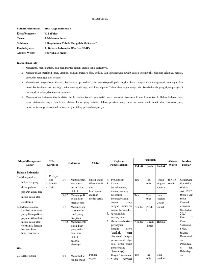 RPP Kelas 5 Tema 3 Sub Tema 1 PB 5 | PDF