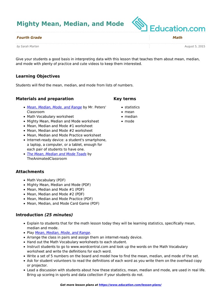 Mighty Mean Median and Mode PDF | PDF | Median | Worksheet