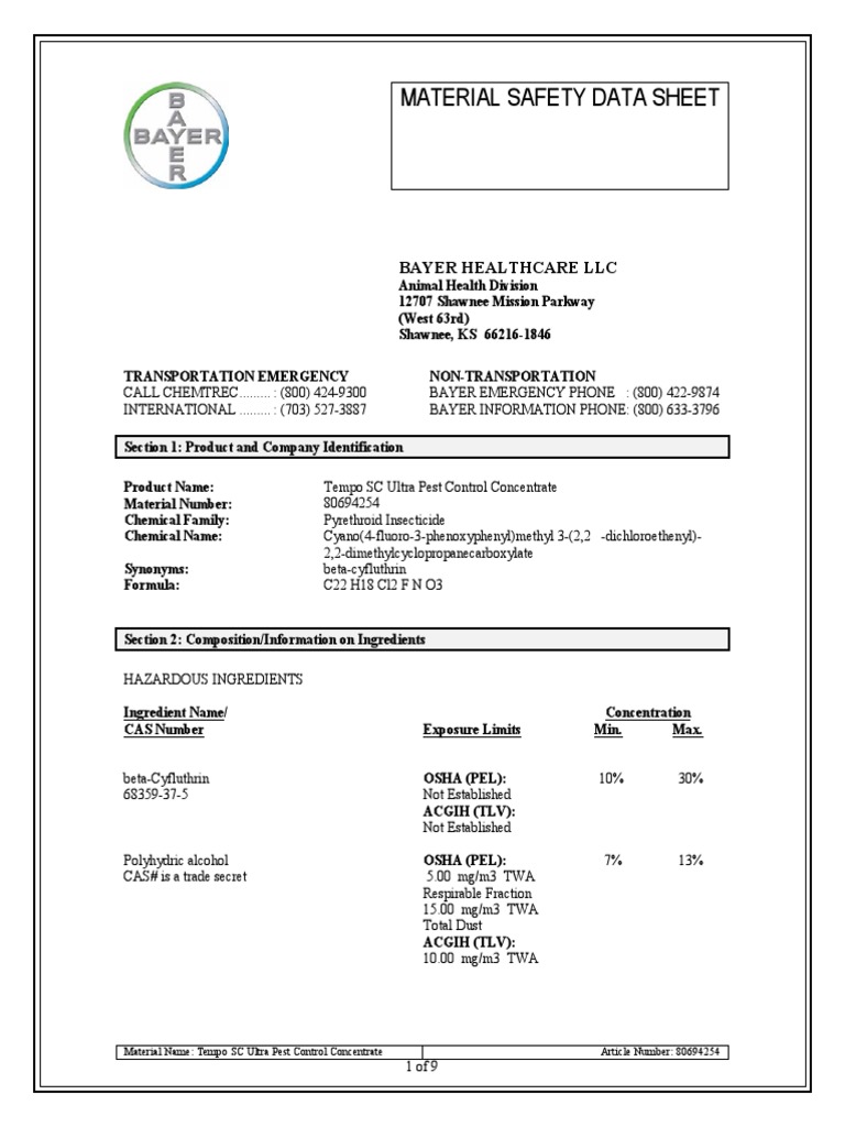 MSDS Pembasmi Hama | PDF | Hazardous Waste | Toxicity