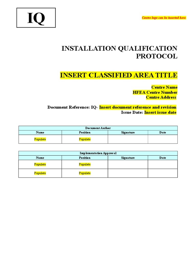 Installation Qualification Protocol Template | PDF | Duct (Flow ...