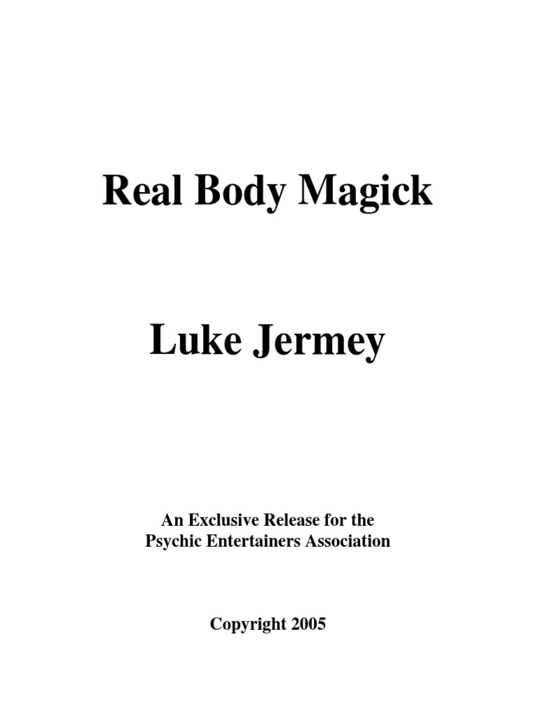 Luke Jermay - Real Body Magick PDF | PDF | Self-Improvement