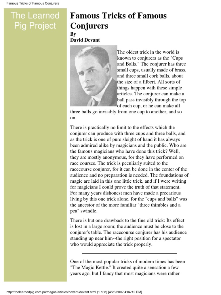 David Devant - Famous Tricks of Famous Conjurers PDF | PDF | Magic ...