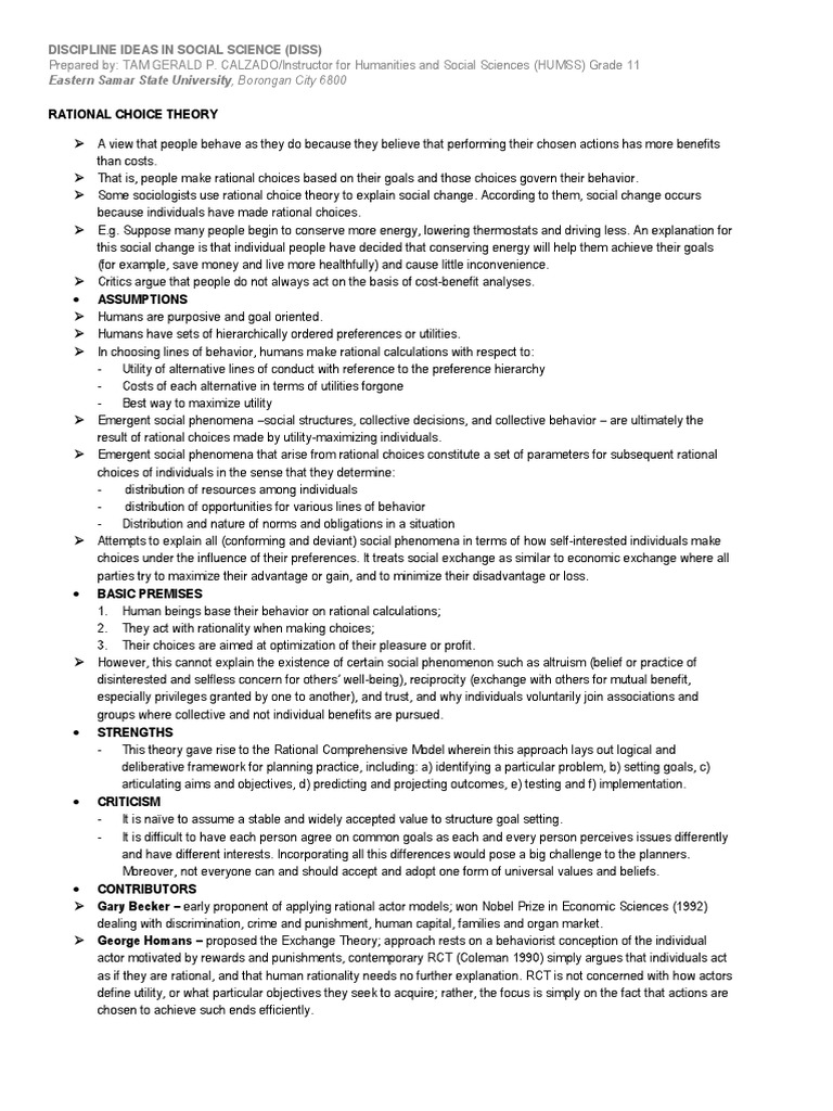 Rational Choice Theory Module1 | PDF | Rationality | Utility