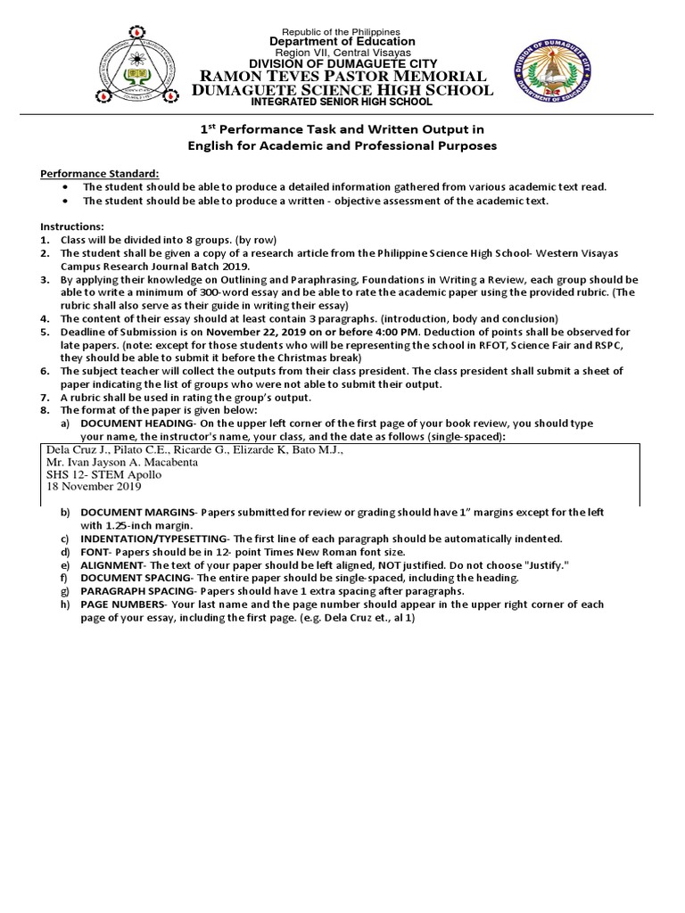 Academic Writing Task Guide | PDF | Academic Publishing | Rubric (Academic)