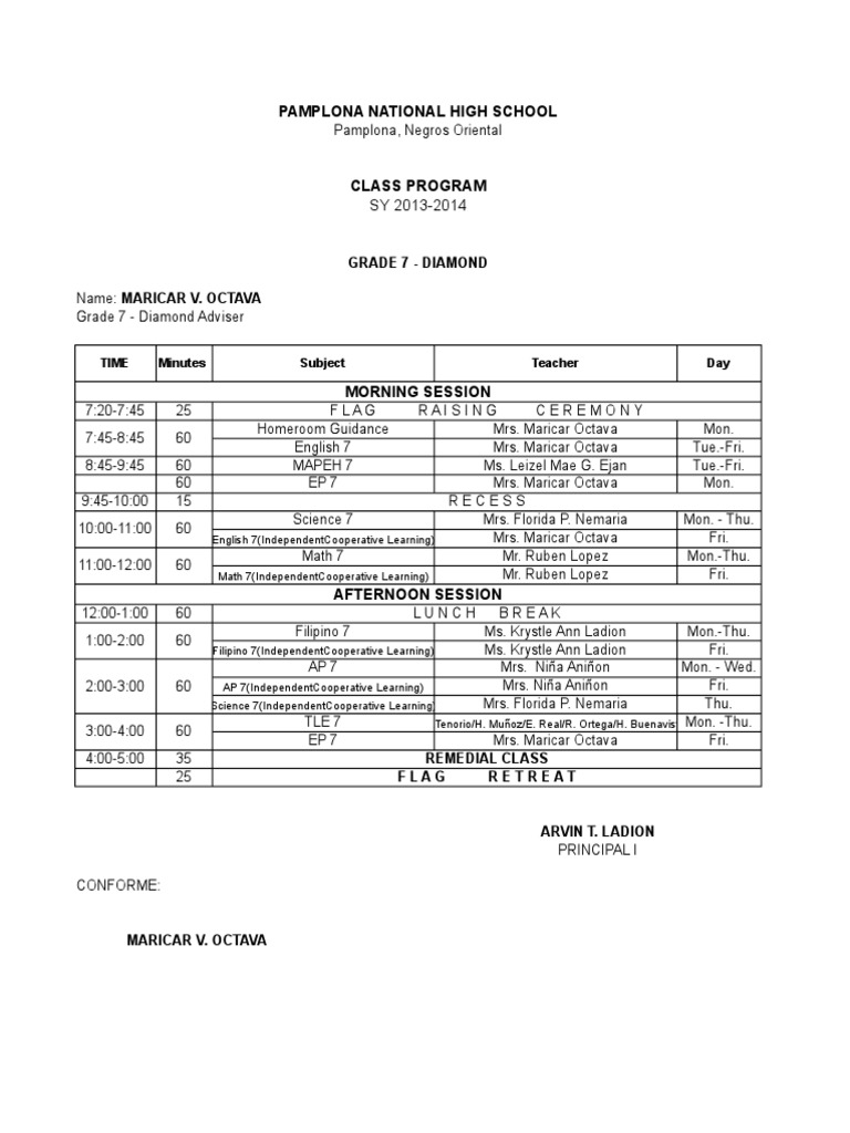 General Class Program 2019-2020 | PDF | Educational Institutions ...