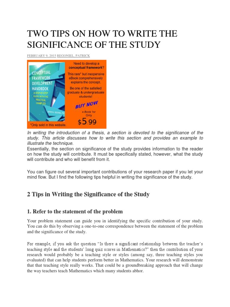 Two Tips On How To Write The Significance of The Study | PDF ...