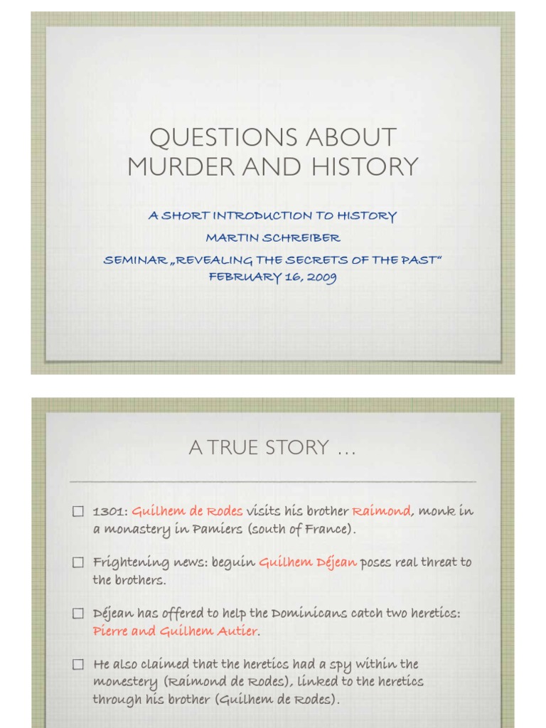 Questions About Murder and History | PDF | Inquisition | Heresy