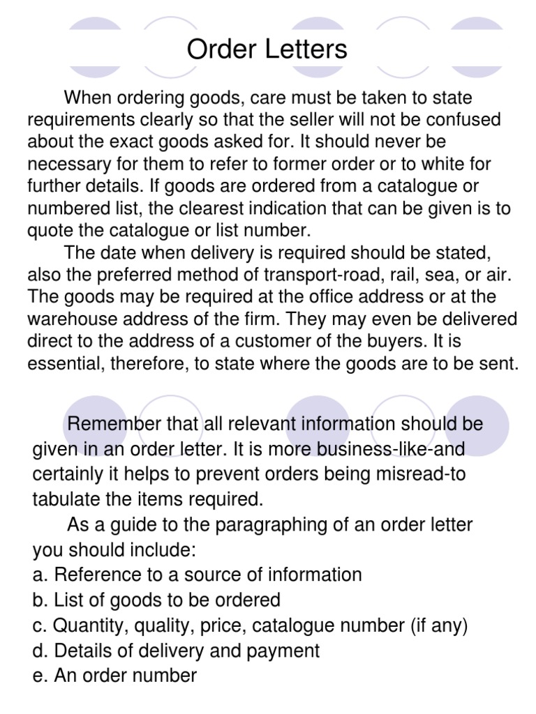 Guidelines for Effective Business Order Letters | PDF | Pro Forma | Invoice
