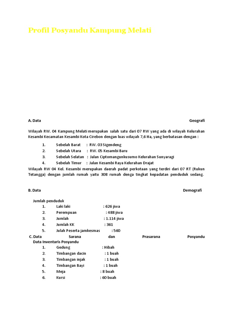 Contoh Profil Posyandu | PDF