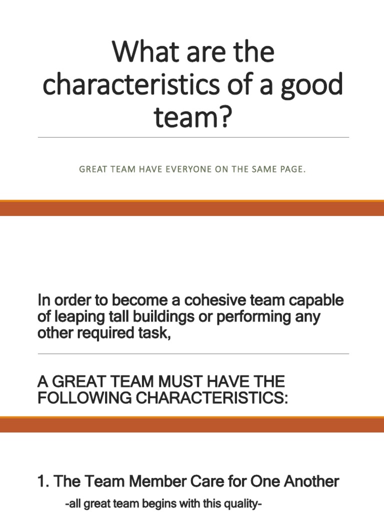 What Are The Characteristics of A Good Team | PDF | Learning ...