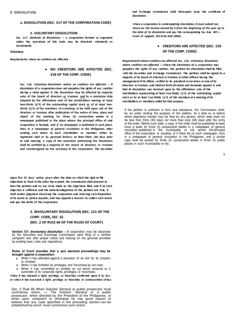 DISSOLUTION | PDF | Liquidation | Corporations
