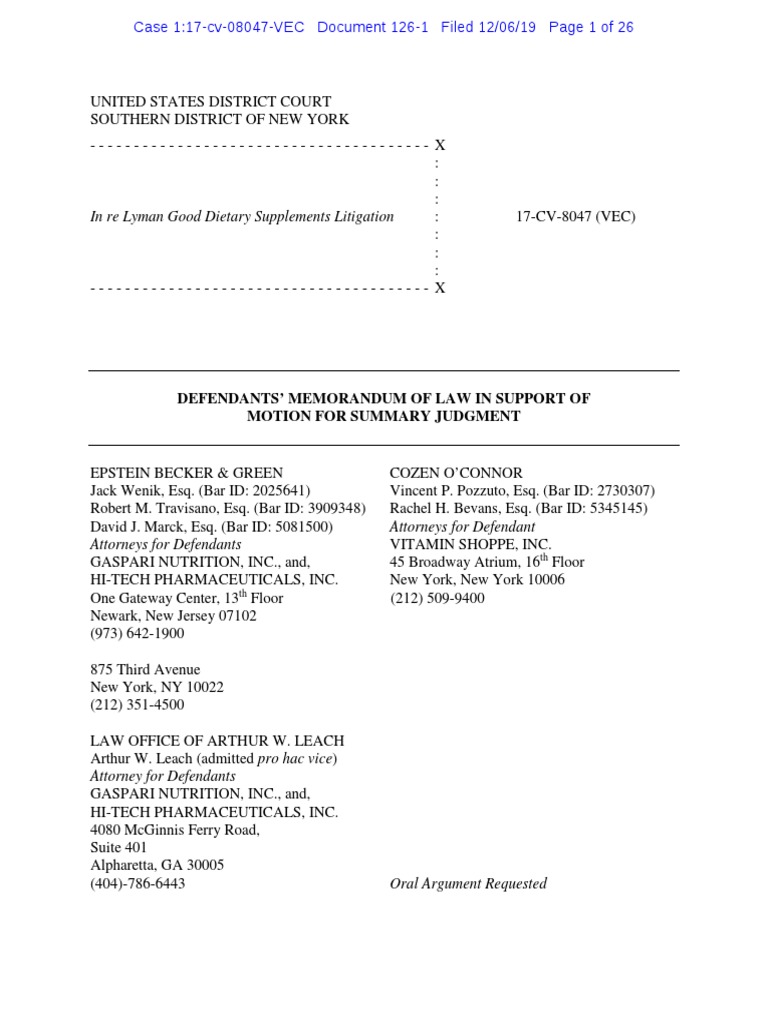 Motion For Summary Judgment | PDF | Hearsay | Summary Judgment
