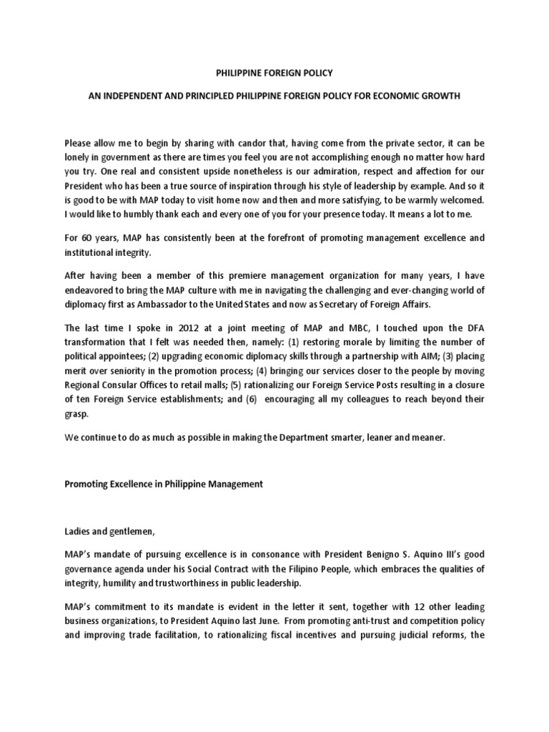 Philippine Foreign Policy | PDF | Association Of Southeast Asian ...