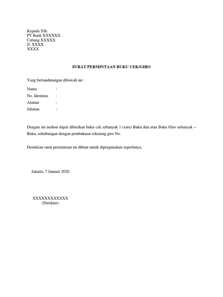 Surat Permintaan Cek | PDF