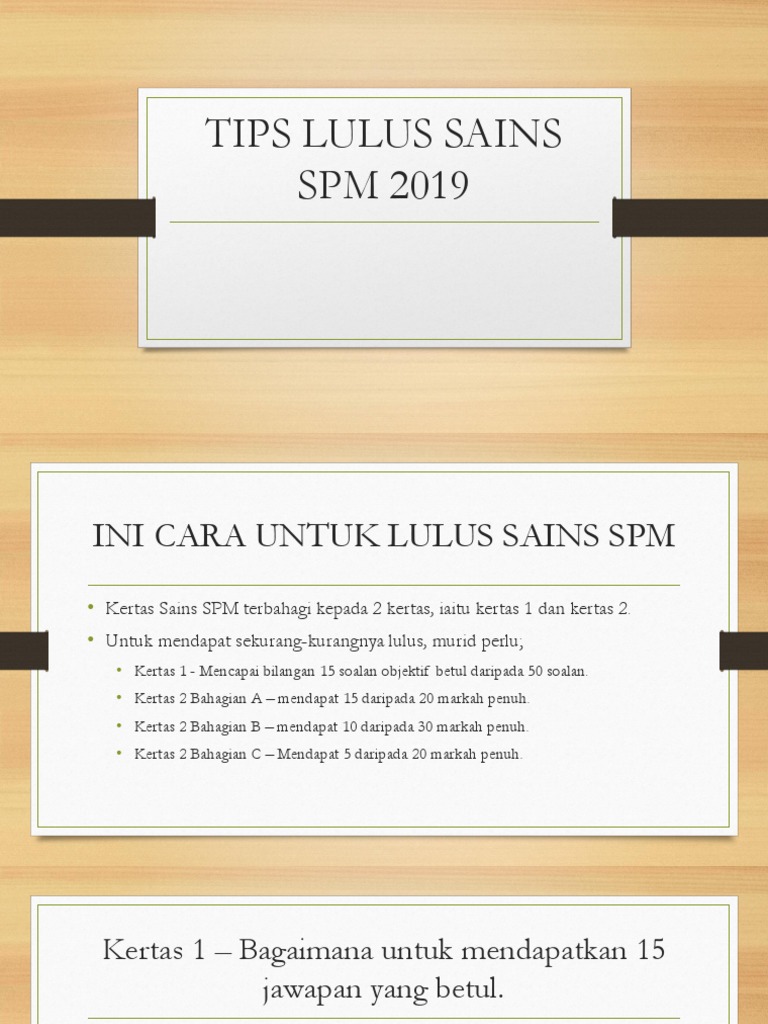 Tips Lulus Sains SPM 2019 | PDF