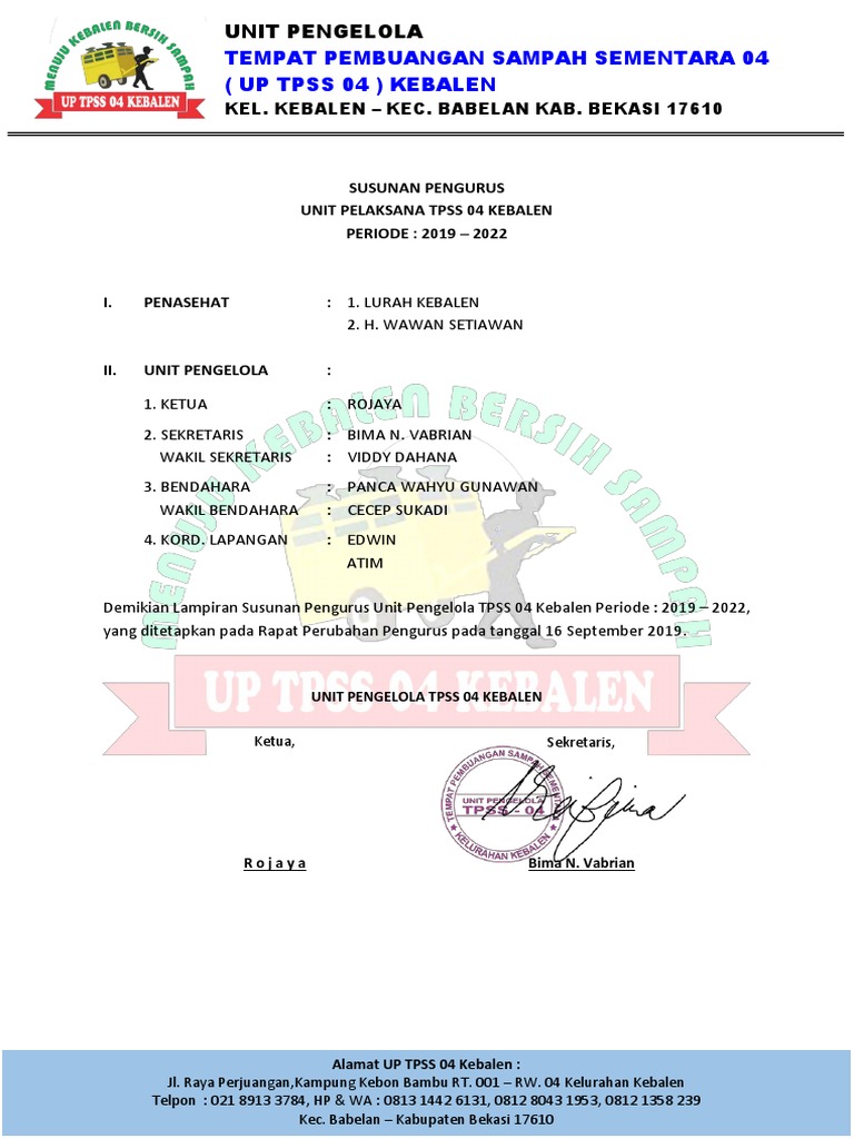 Susunan Pengurus Baru | PDF